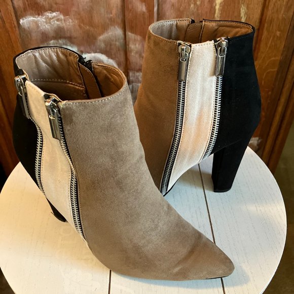JustFab | Shoes | Black And Tan Booties | Poshmark